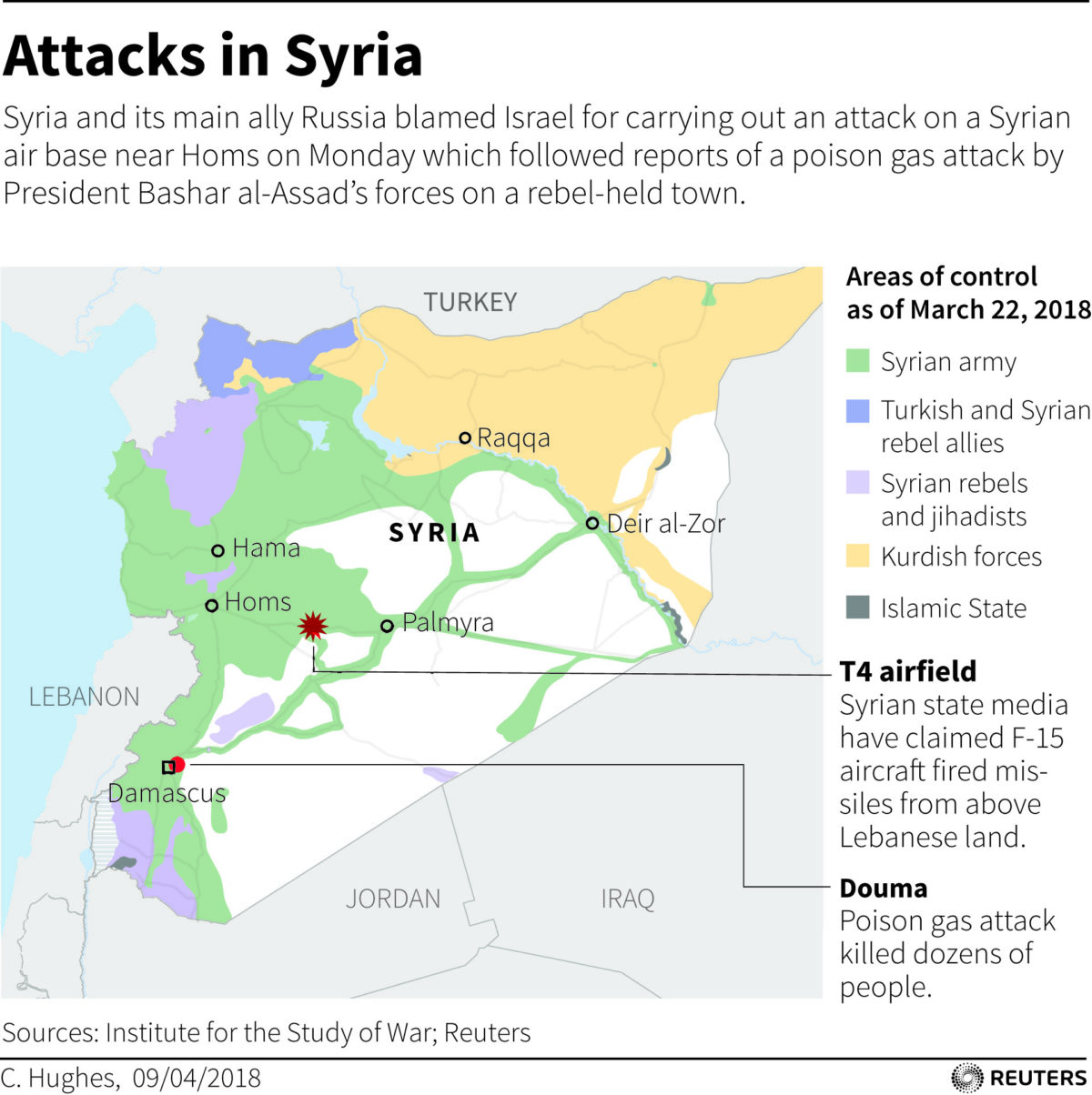 Israel blamed for missile strike on Syrian air base | PBS News