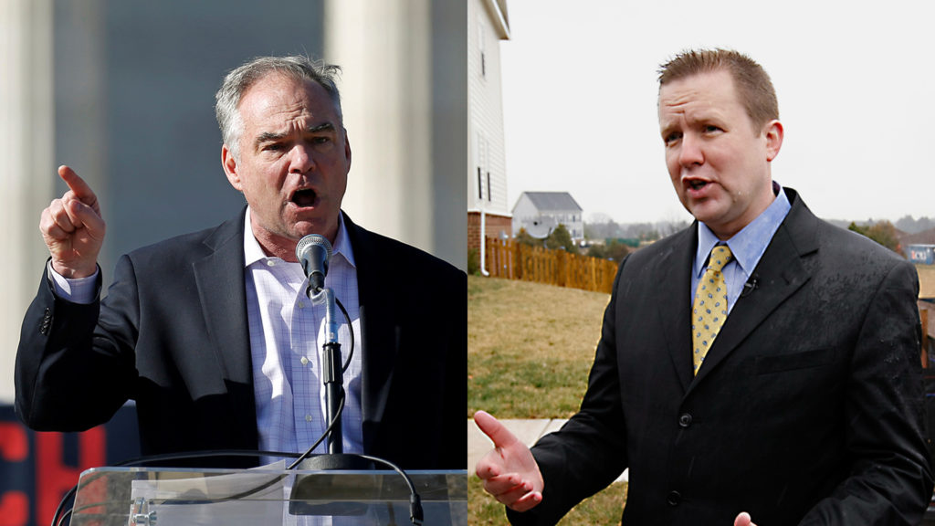 WATCH: Tim Kaine and Corey Stewart meet for first U.S. Senate debate in Virginia | PBS News