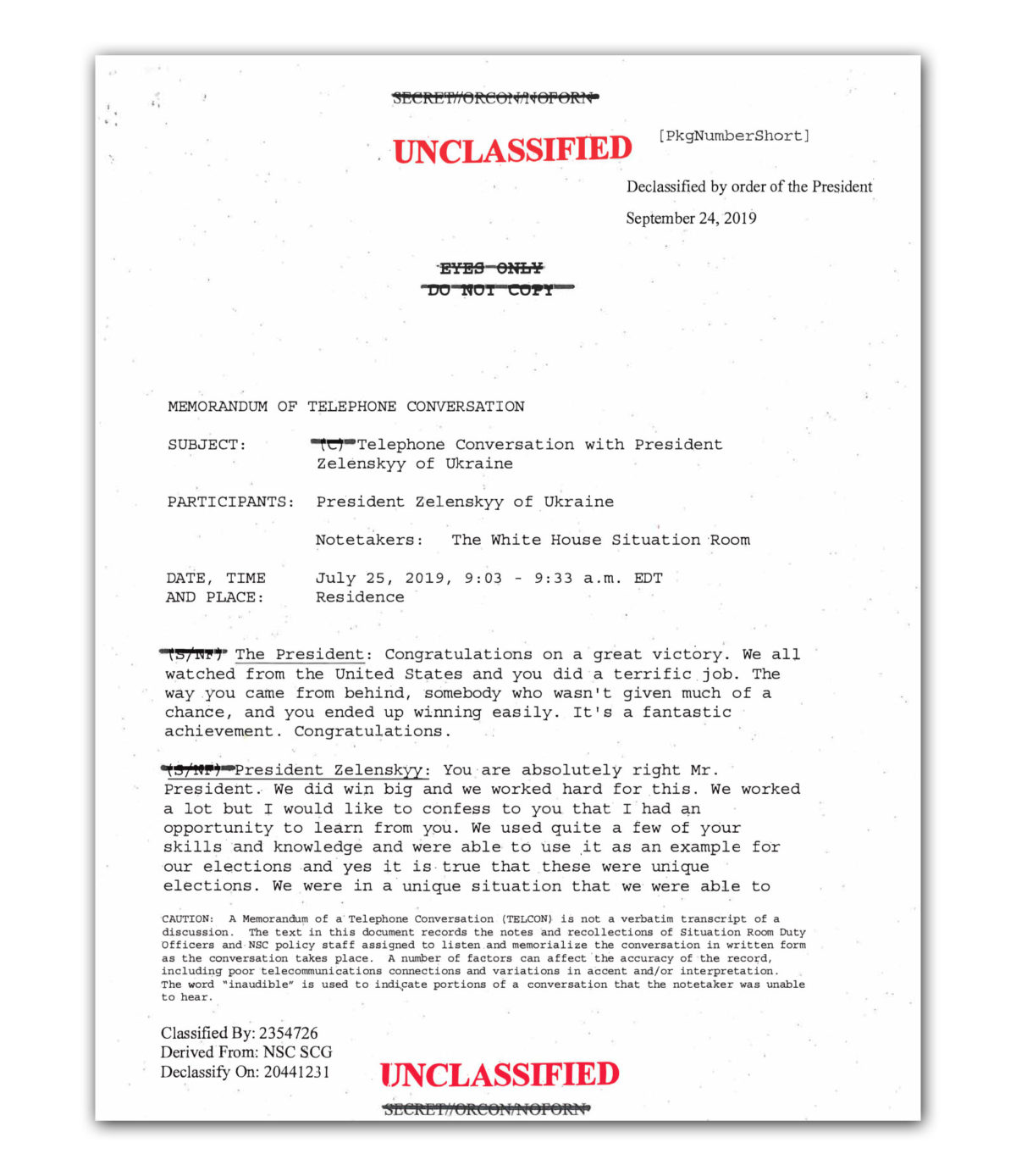 Read the full White House notes describing Trump’s call with Ukraine’s ...
