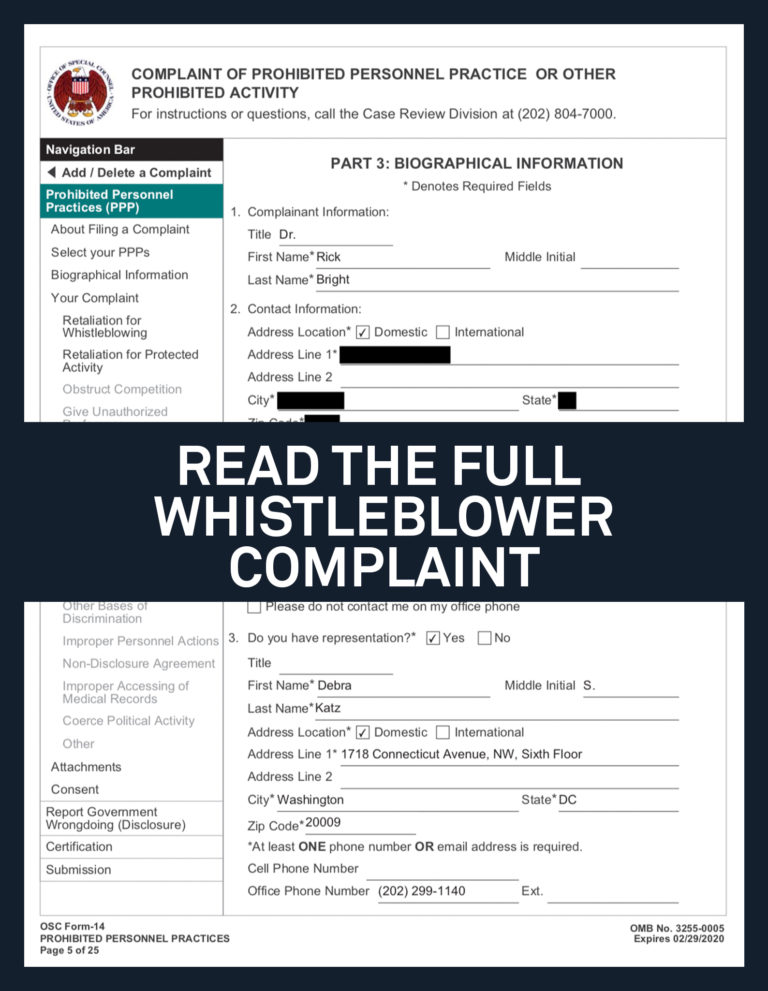 Read the full whistleblower complaint claiming administration’s ...