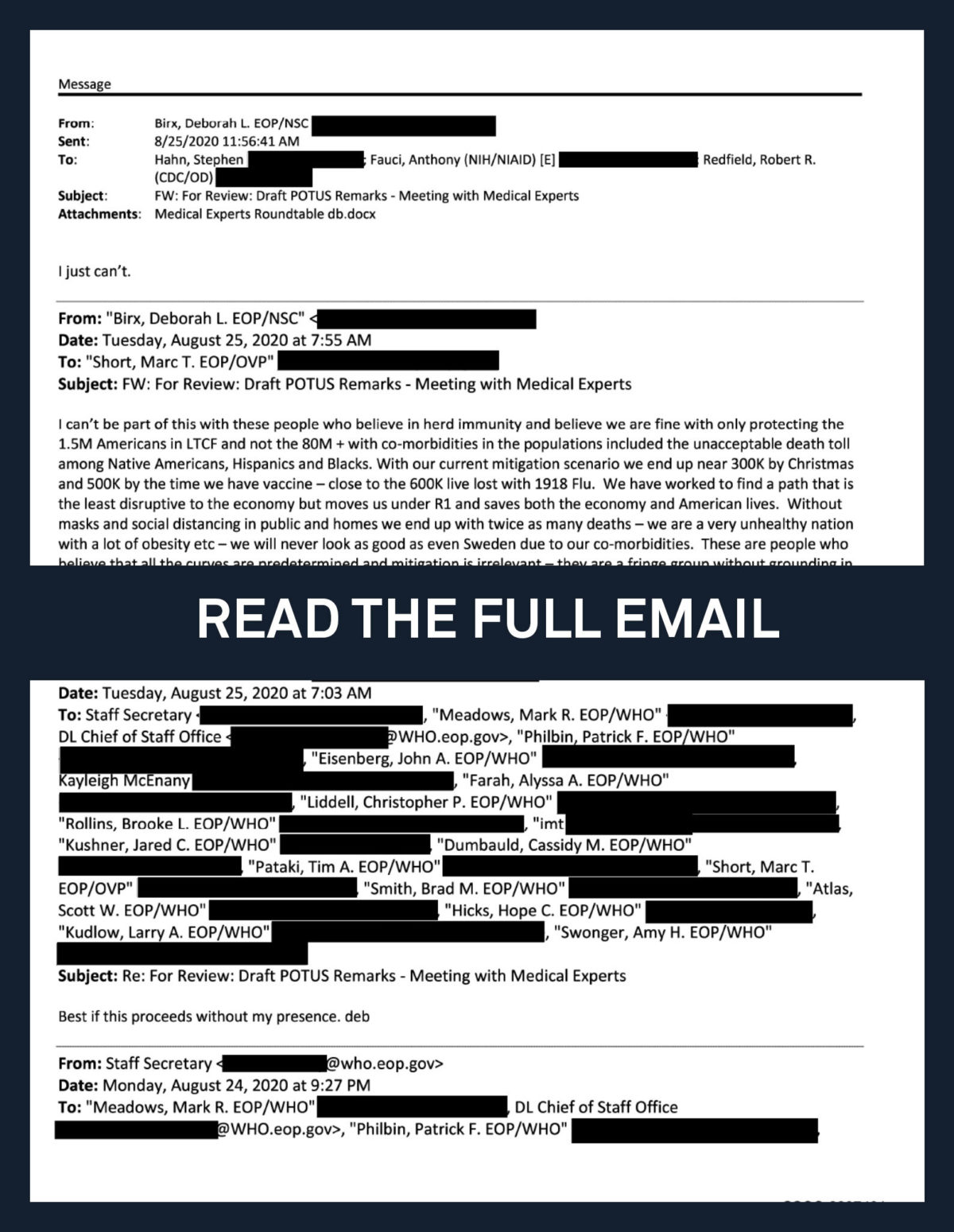 Emails detail Trump administration’s fight with own medical experts ...