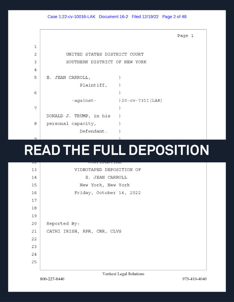 Read part of Trump’s deposition in the E. Jean Carrol libel lawsuit ...