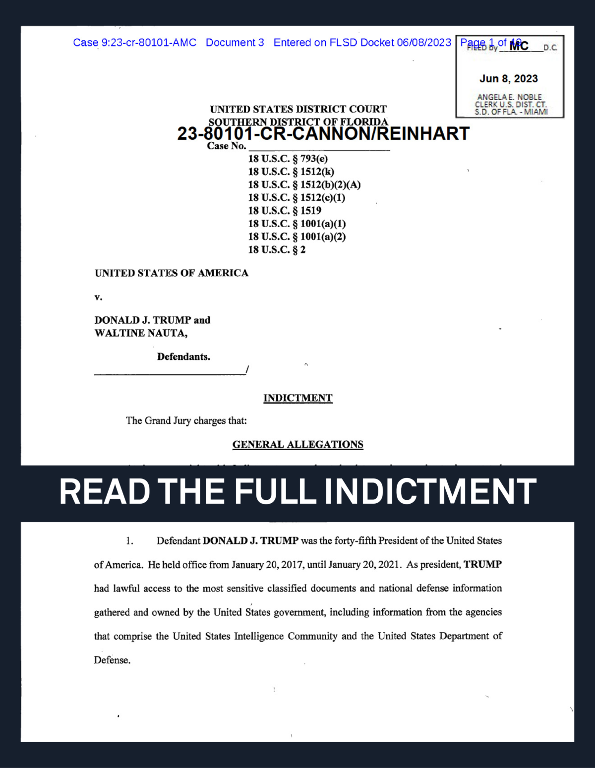 Read the full Trump indictment on mishandling of classified documents ...