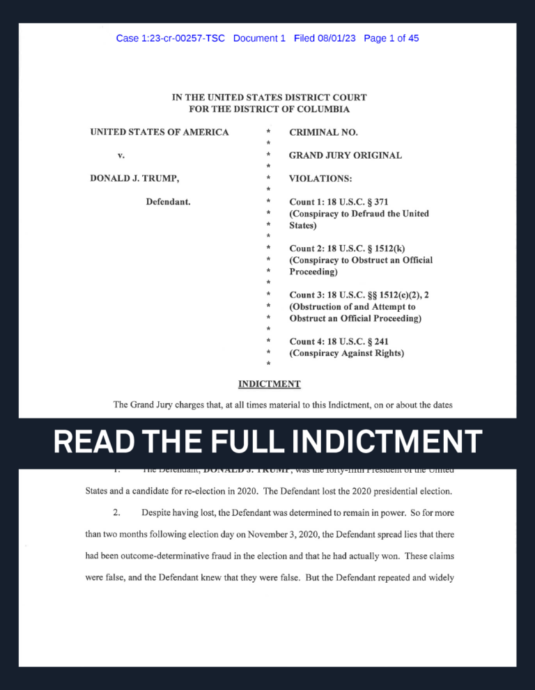 Read the full indictment against Trump for his alleged efforts to ...