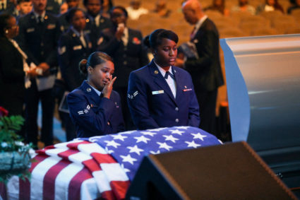 Hundreds pack funeral for Roger Fortson, the Black airman killed in his ...