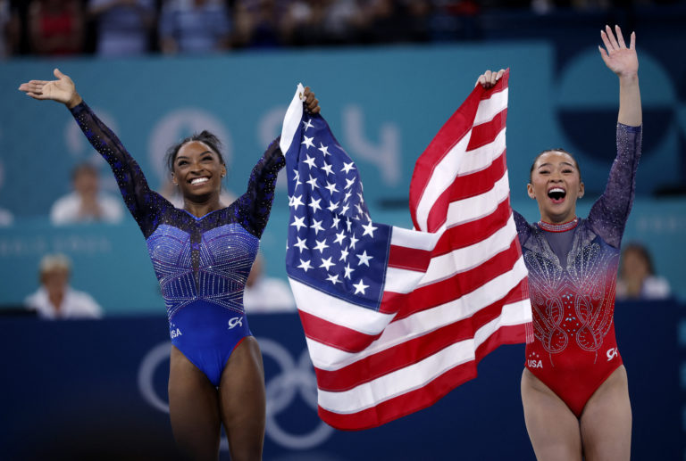 Simone Biles holds off Brazil's Rebeca Andrade to win all-around gold ...