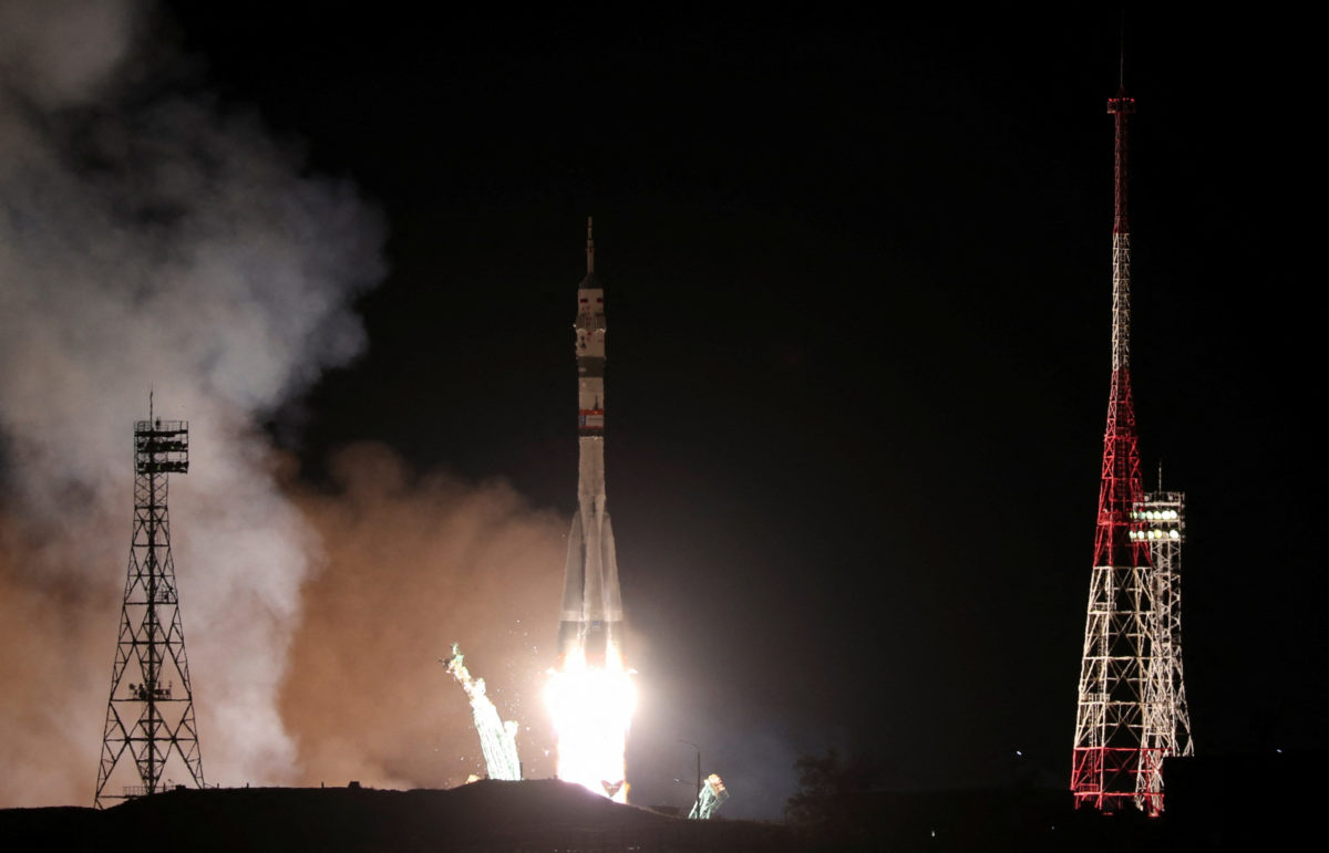 Soyuz takes off from Kazakhstan, carrying 2 Russians and 1 American to ...