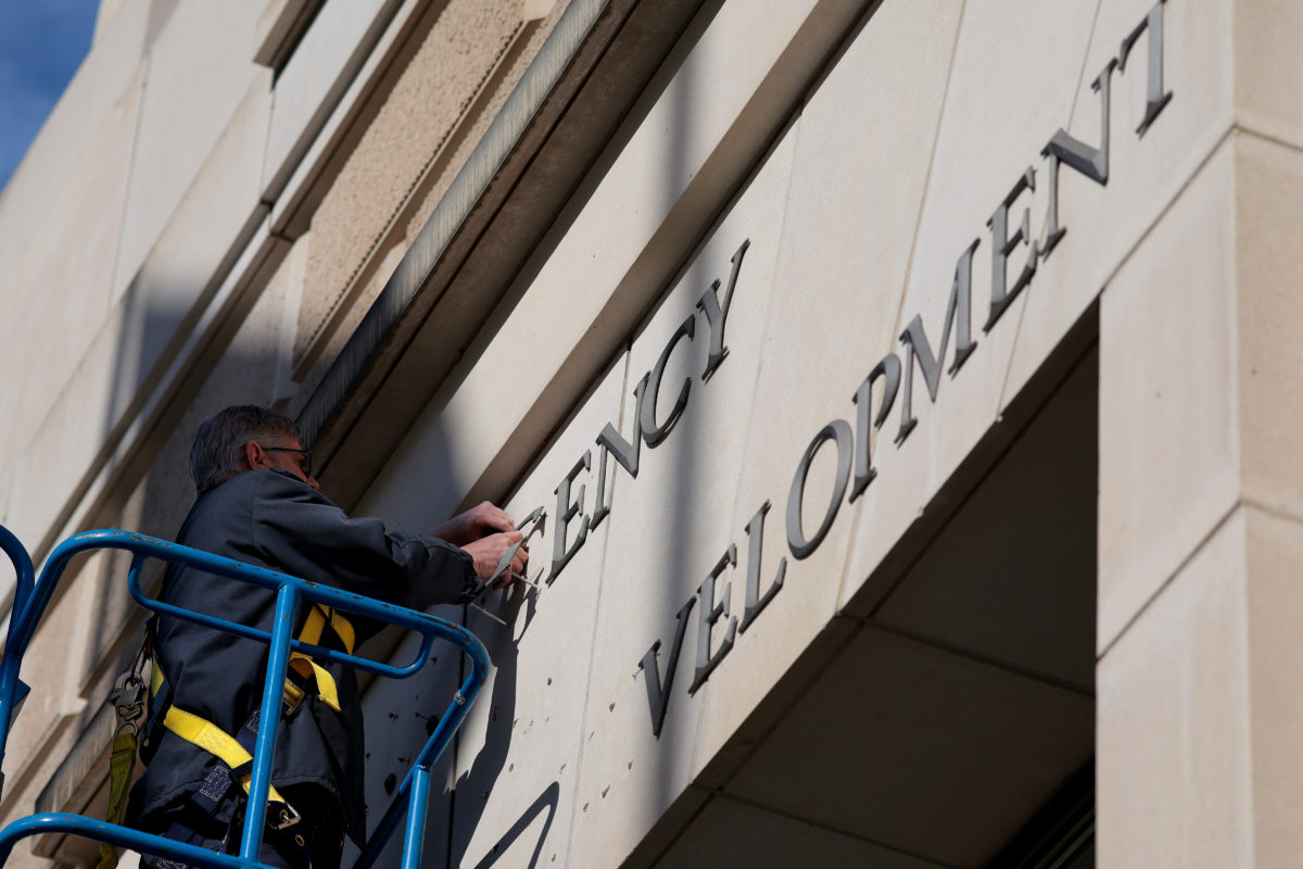 PHOTOS: USAID signs covered with black tape or removed at Washington ...