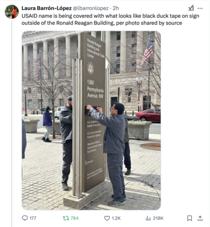 PHOTOS: USAID signs covered with black tape or removed at Washington ...
