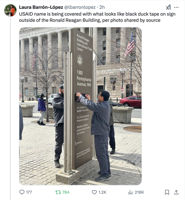 PHOTOS: USAID signs covered with black tape or removed at Washington ...