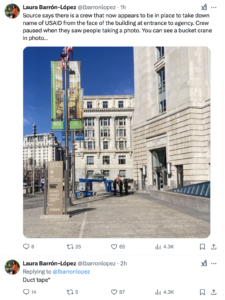 PHOTOS: USAID signs covered with black tape or removed at Washington ...