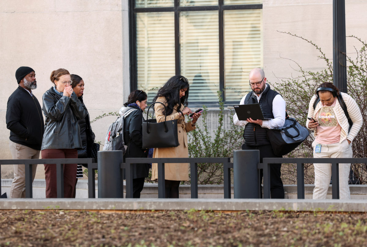 PHOTOS: Hundreds of HHS employees wait in a line stretching around the ...