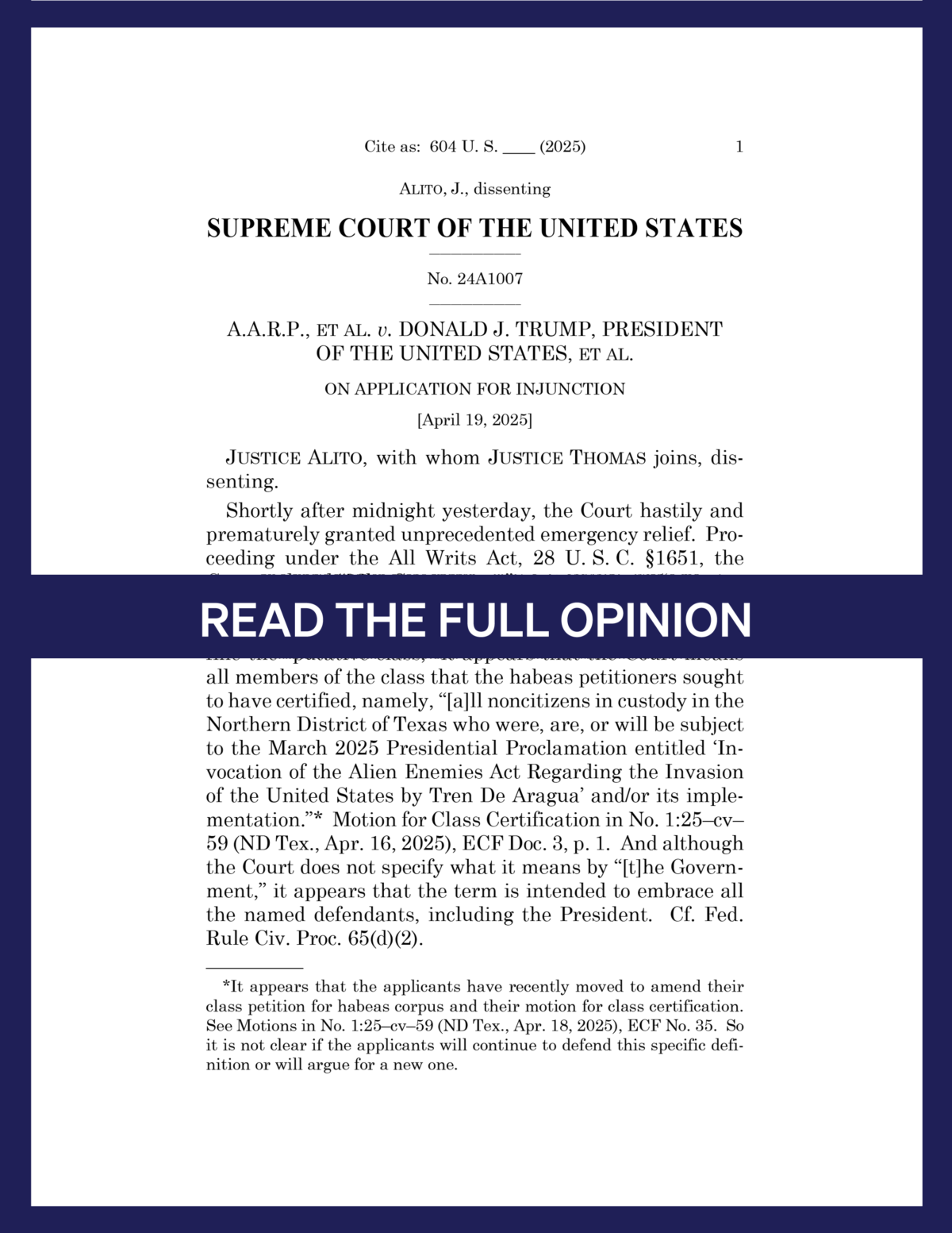 Read Justice Alito’s dissent from late-night Supreme Court order ...