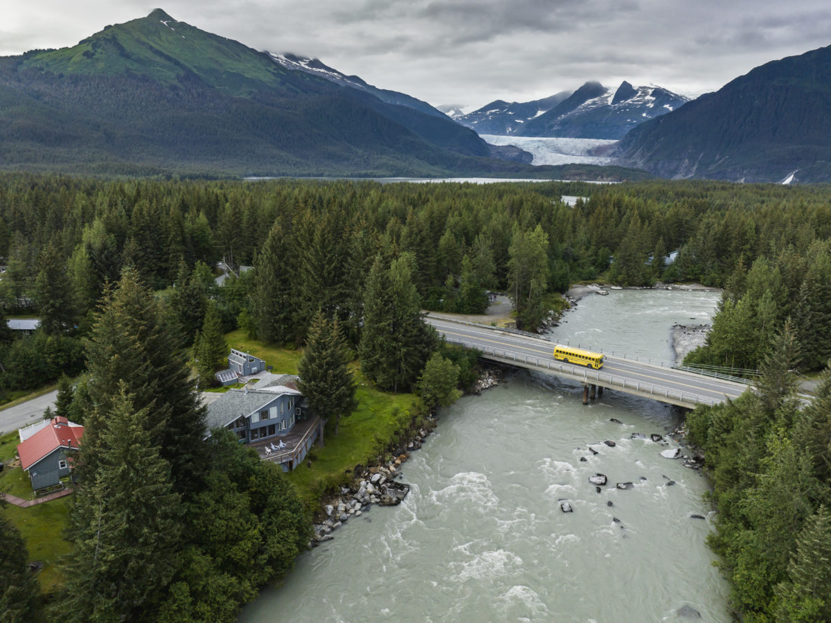 Alaskan glacier ice dam releases floodwater toward downstream homes ...