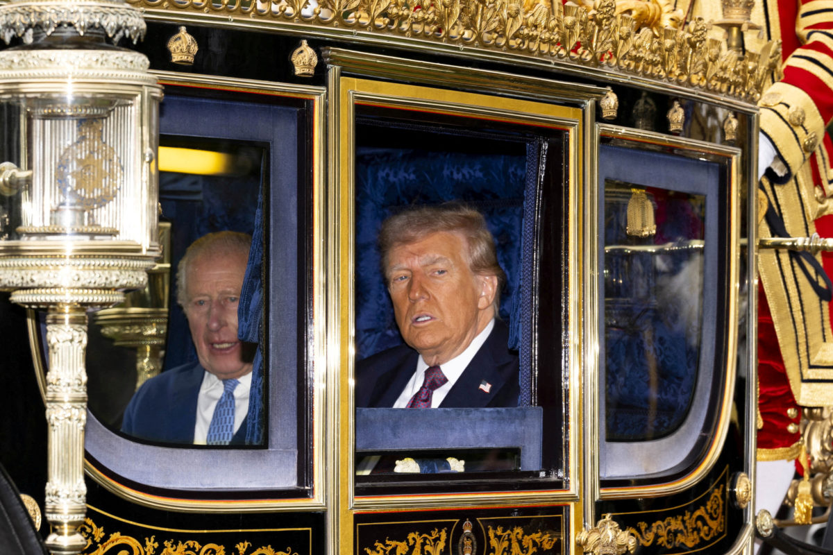 PHOTOS: Trumps greeted with royal welcome and protests on state visit ...