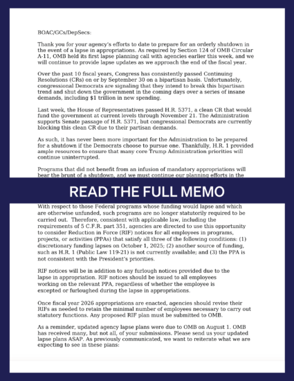 Read the full memo directing federal agencies to weigh mass layoffs if ...