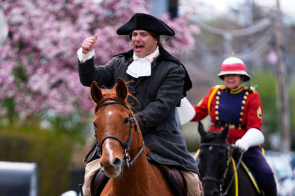 Actors reenact Paul Revere's historic midnight ride with some modern ...